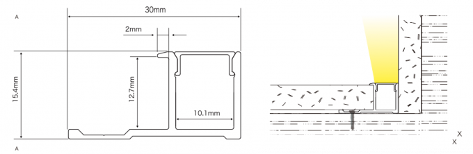 30*16mm Aluminum Drywall LED Channel Plaster Architecture LED Aluminium ...